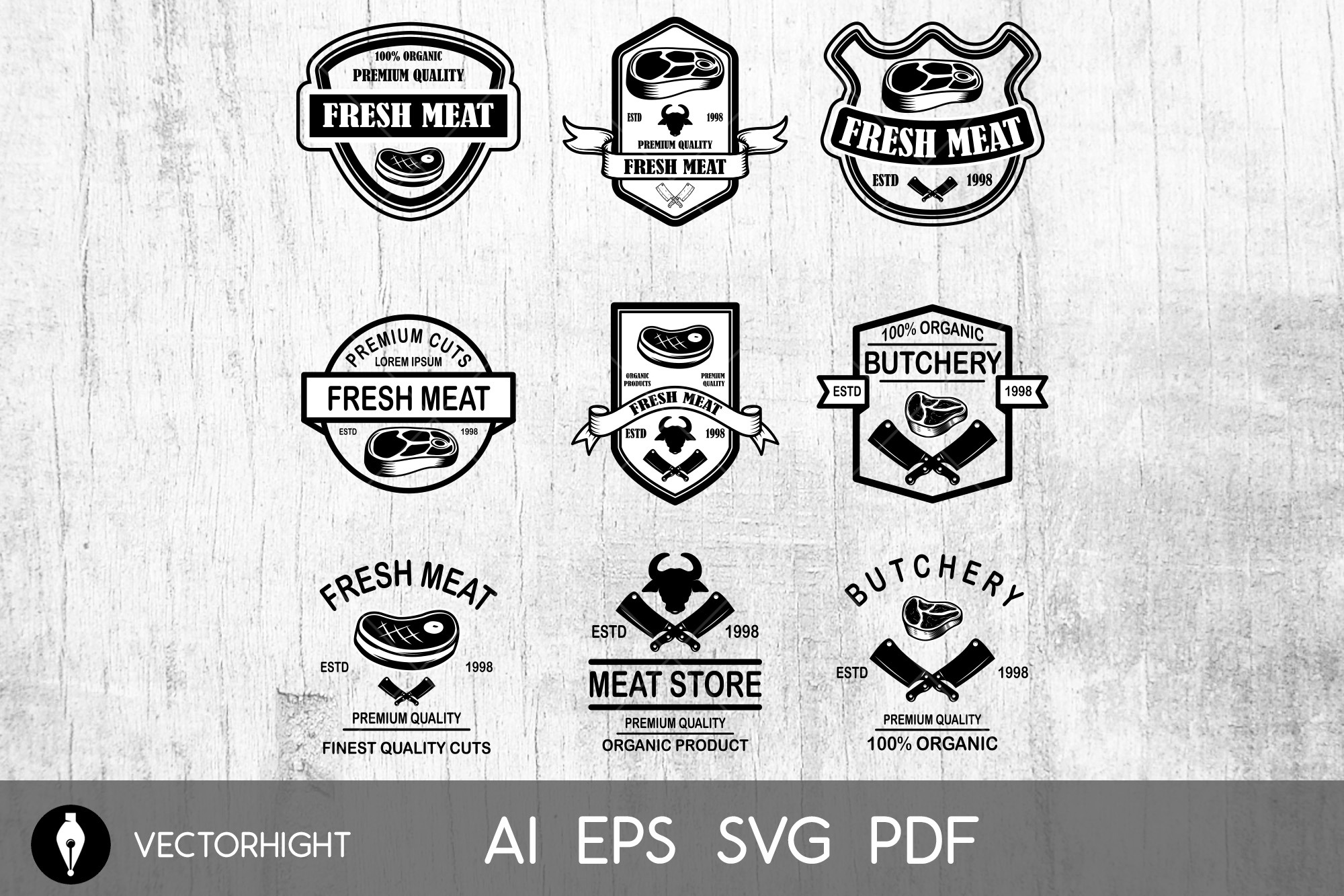 Set of meat products labels. Design, an Object Graphic by Vectorhight