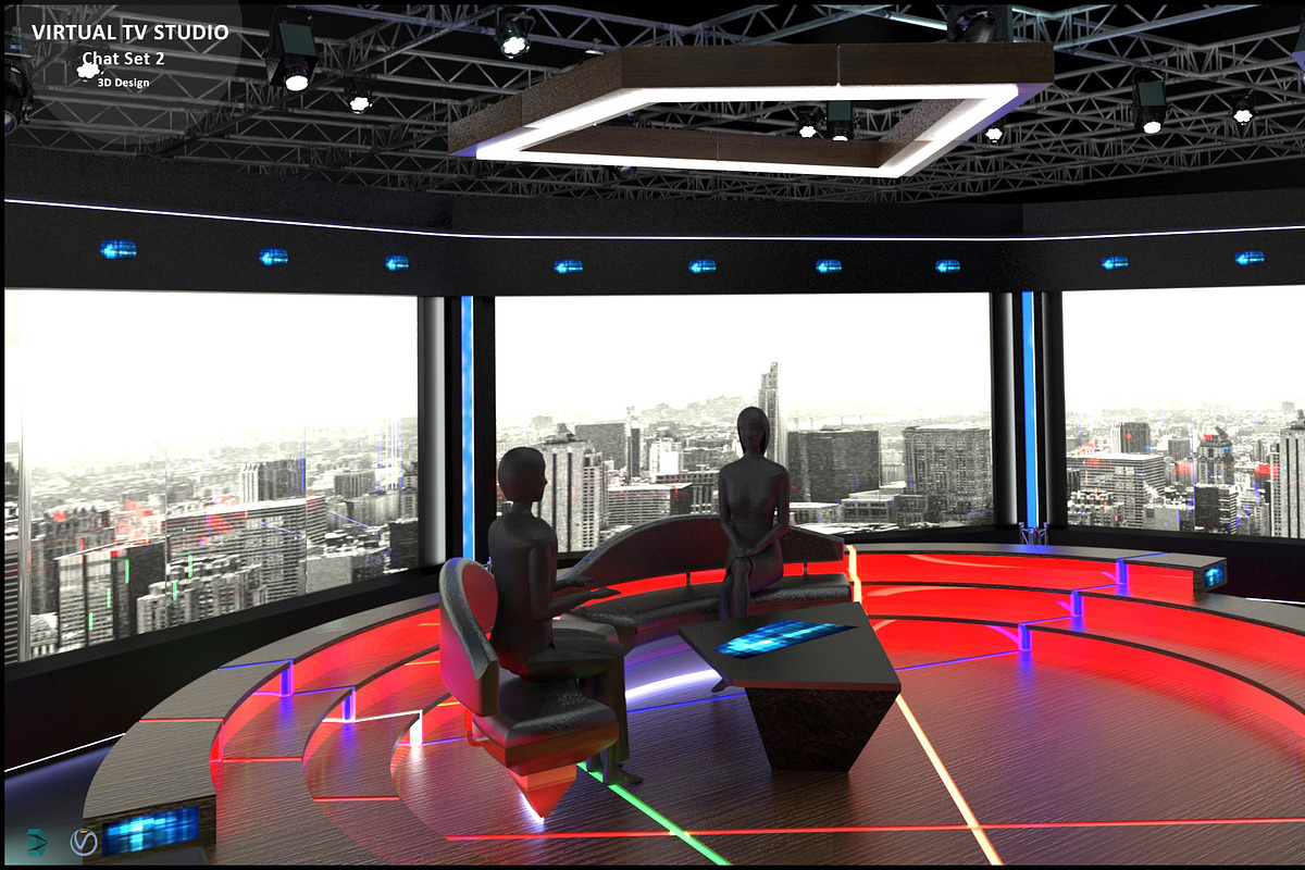 Virtual TV Studio Chat Set 2