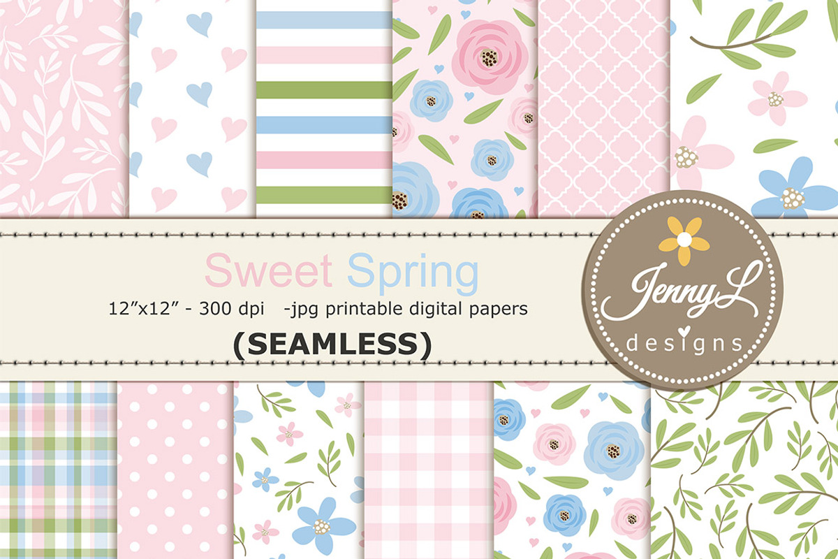 Spring Summer SEAMLESS Digital Paper, a Pattern Graphic by JennyL Designs