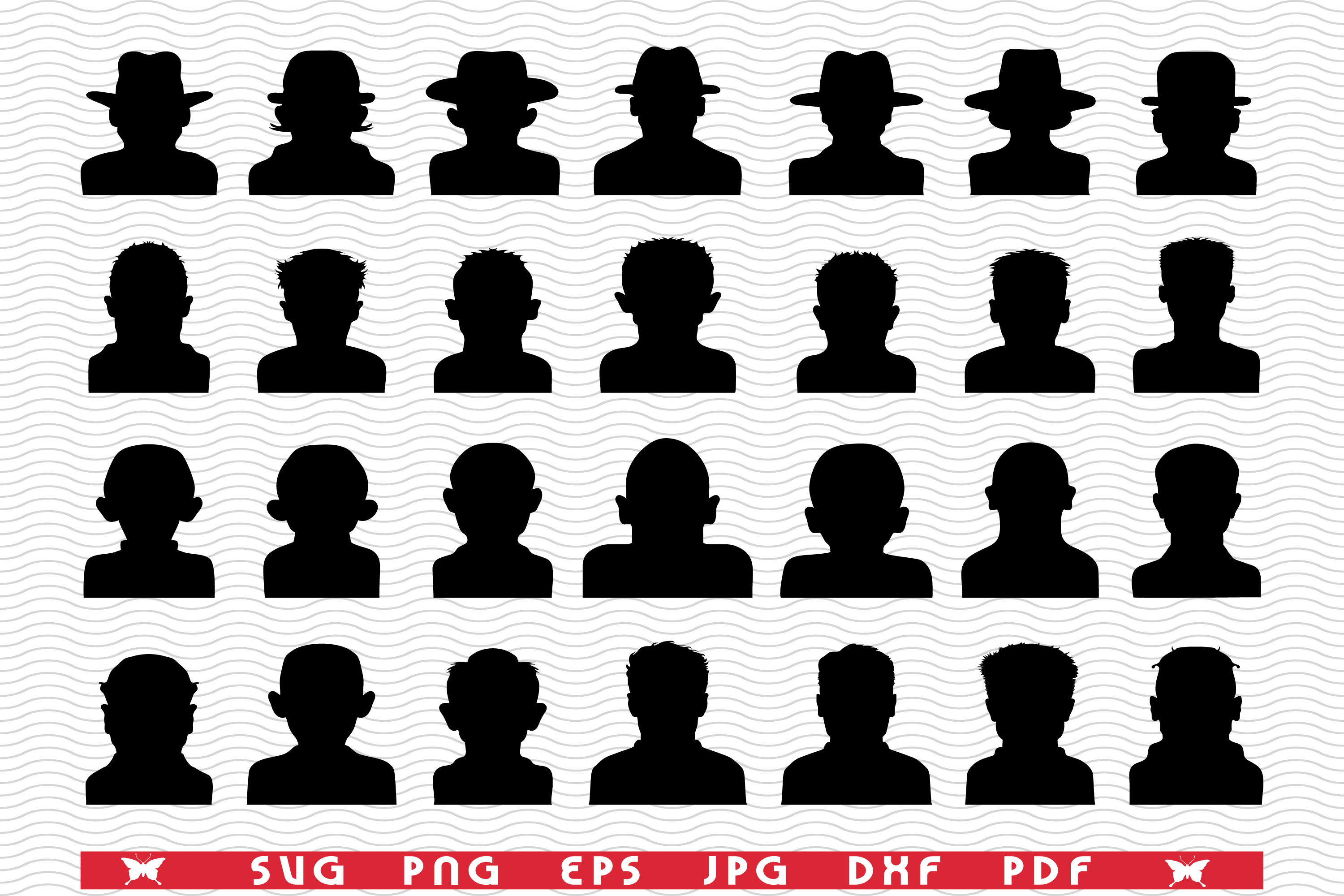 SVG Avatars, Heads,Black Silhouettes | Icons ~ Creative Market