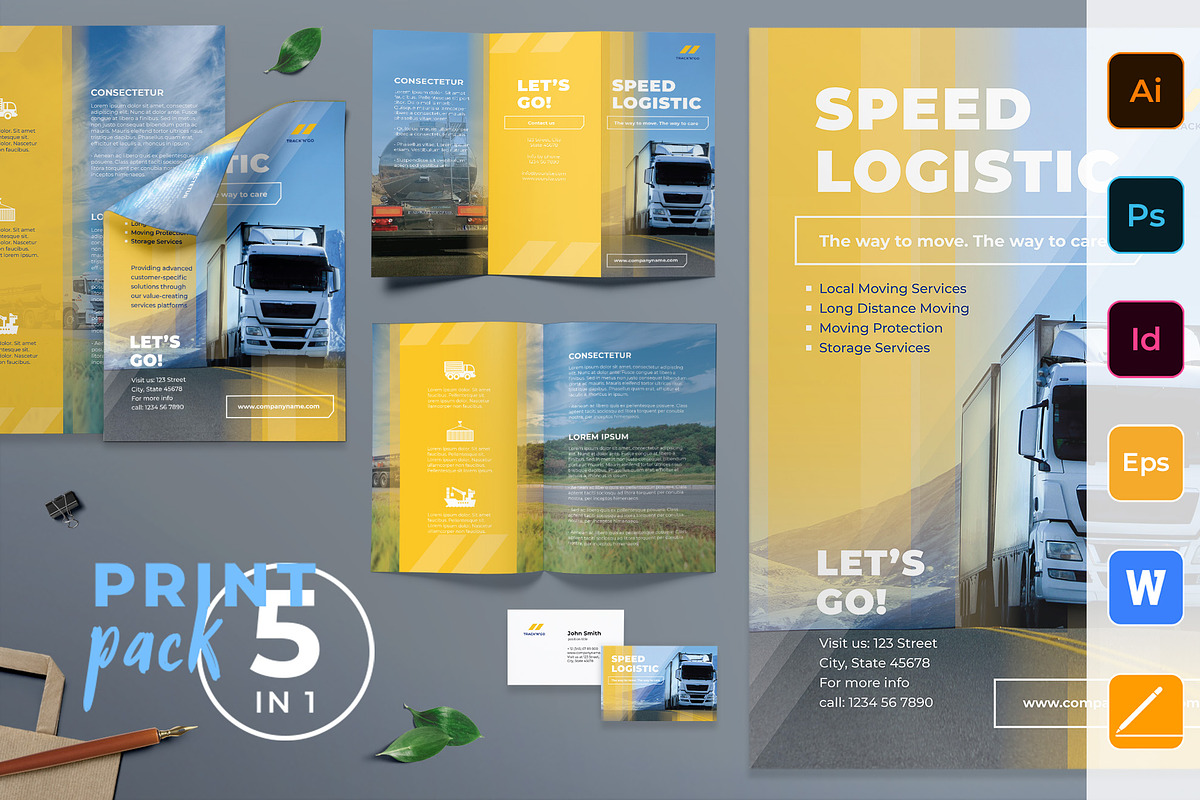 Trucking Logistics Print Pack, a Poster Template by TemplatesNow!