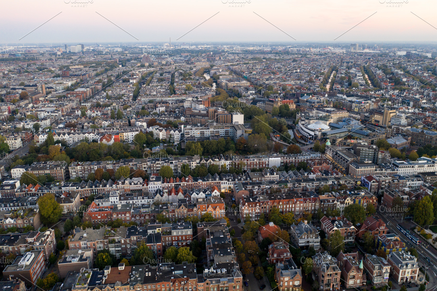 Panoramic aerial view of amsterdam featuring above, aerial, and ...