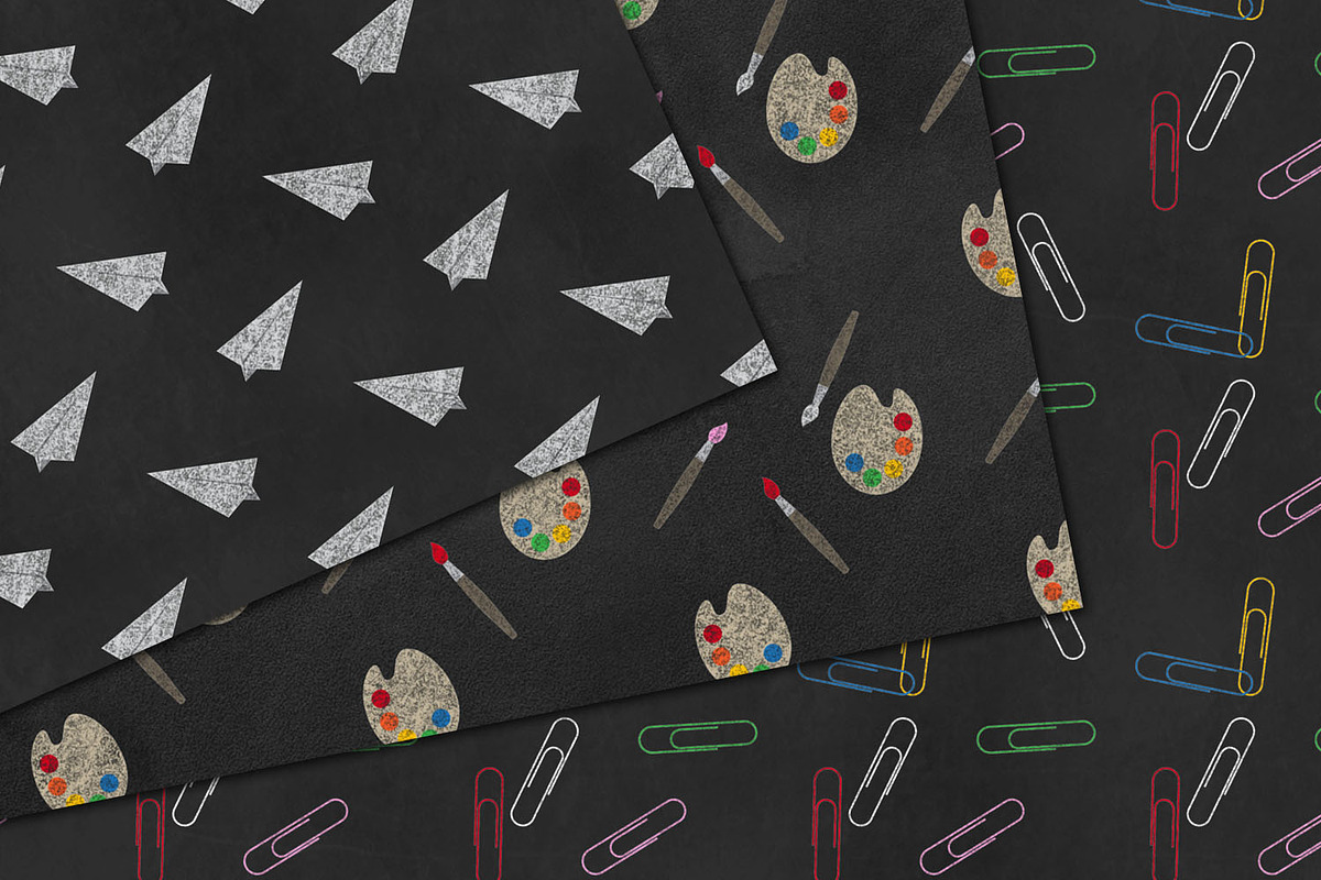 Chalkboard School Digital Paper, a Pattern Graphic by Digital Curio