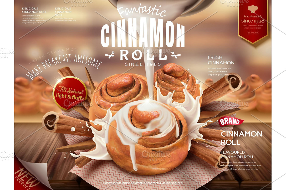 Cinnamon roll ads, a Flyer Template by TotallypicRF