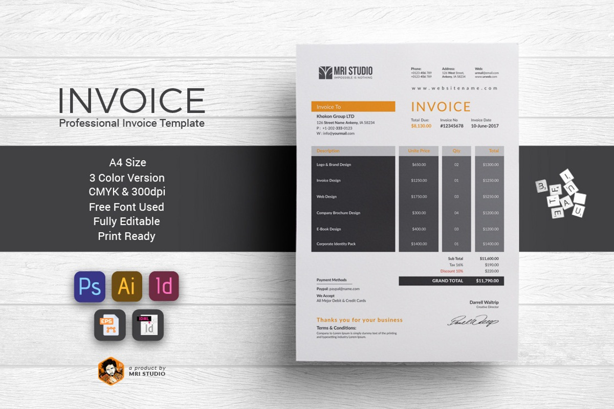 Invoice Templates, a Stationery Template by MRI STUDIO