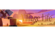 Village life web banner, villager, a Person Illustration by art PVP ...