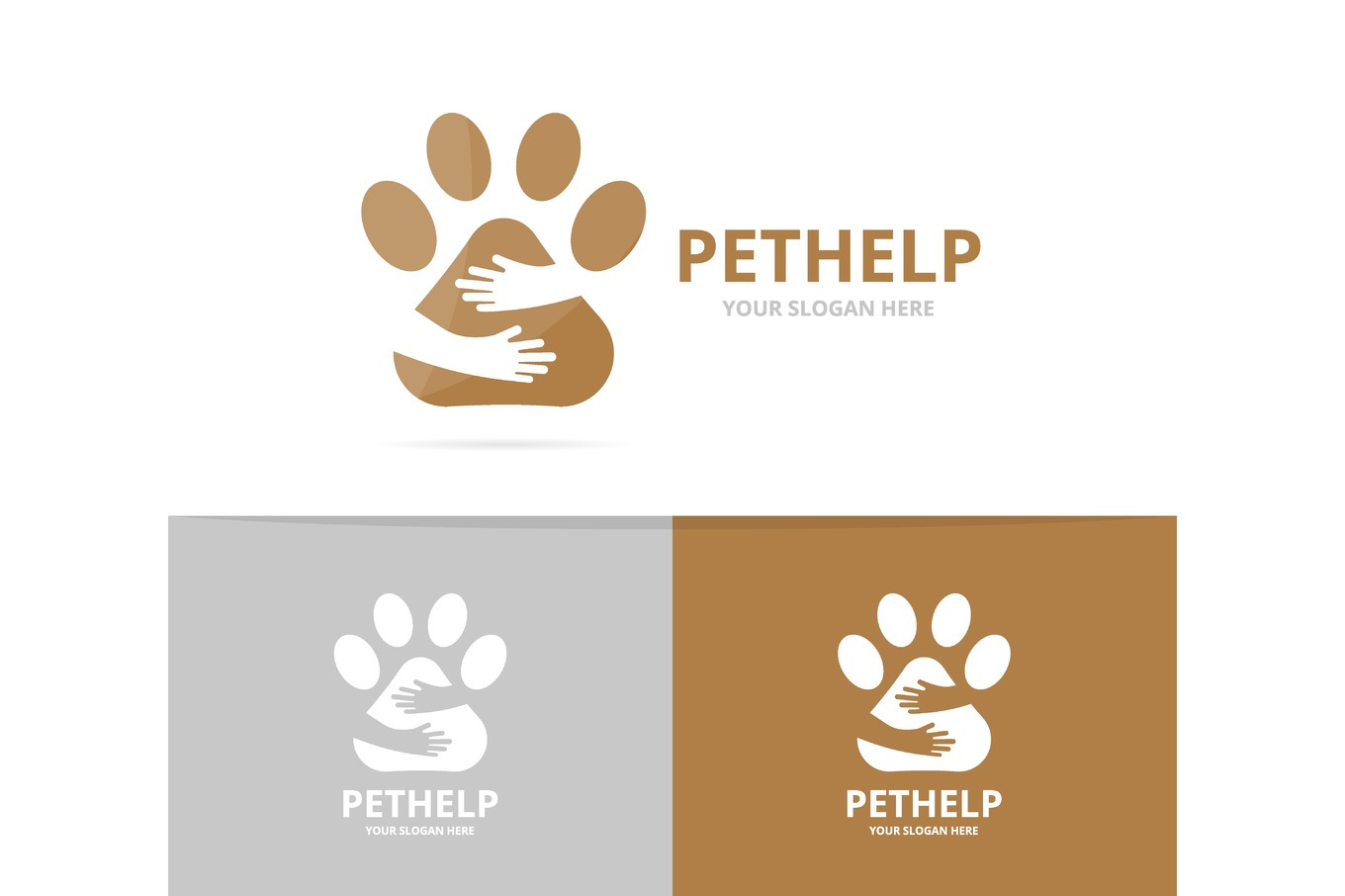 Vector paw and hands logo combination. Pet and embrace symbol or icon ...