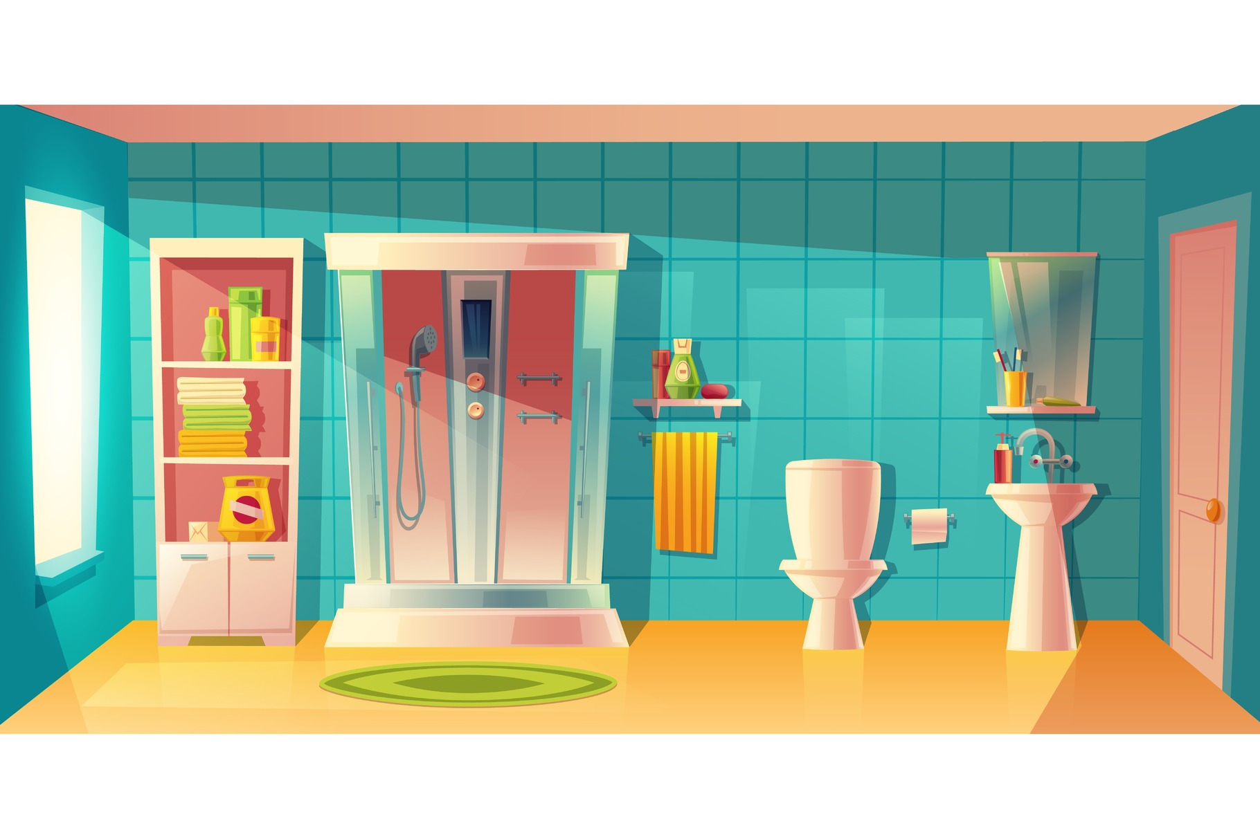 Vector bathroom interior, shower, an Object Graphic by BCP.group