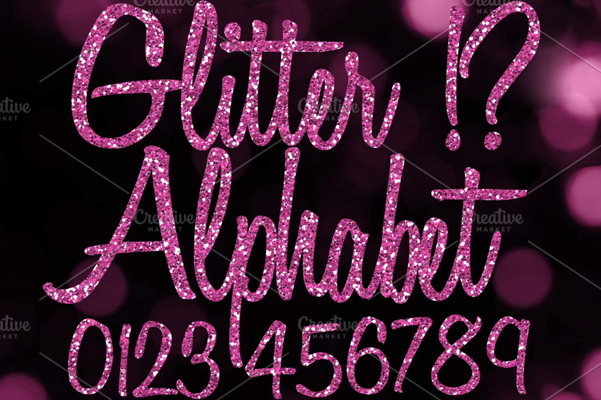 Pink Glitter Alphabet Clipart, an Object Graphic by Paper Element