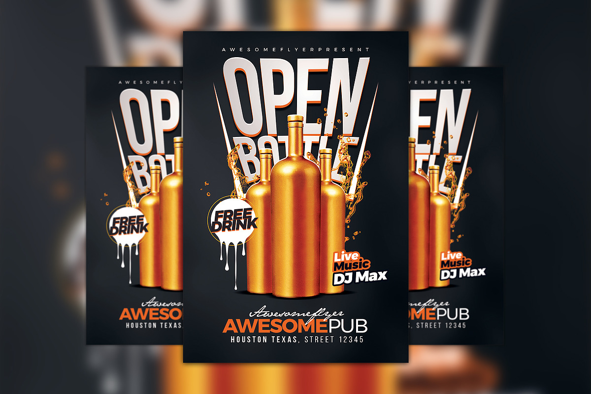 Open Bottle Flyer Template, a Flyer Template by Flyermind