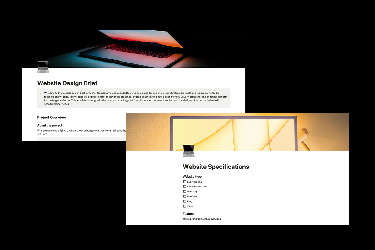 Notion Website Design Brief | Creative Market