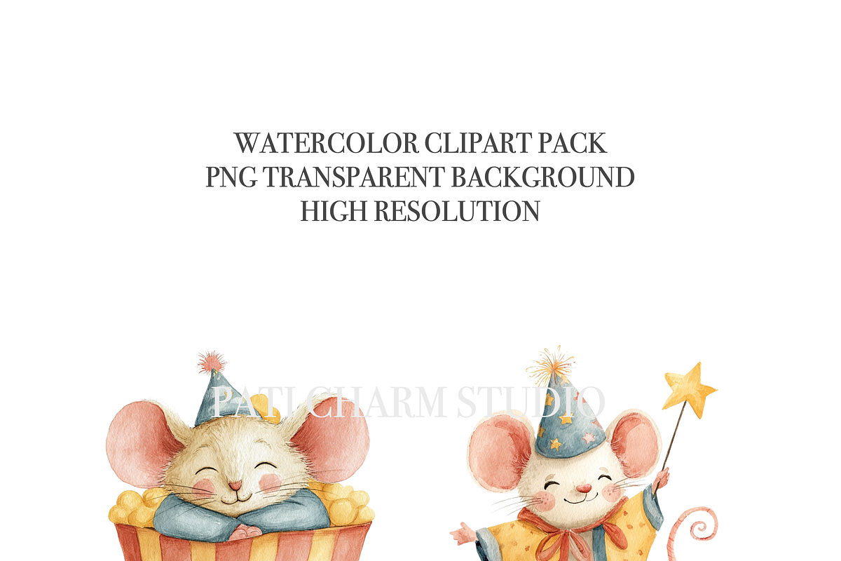 40 Circus Mouse Clipart PNGs