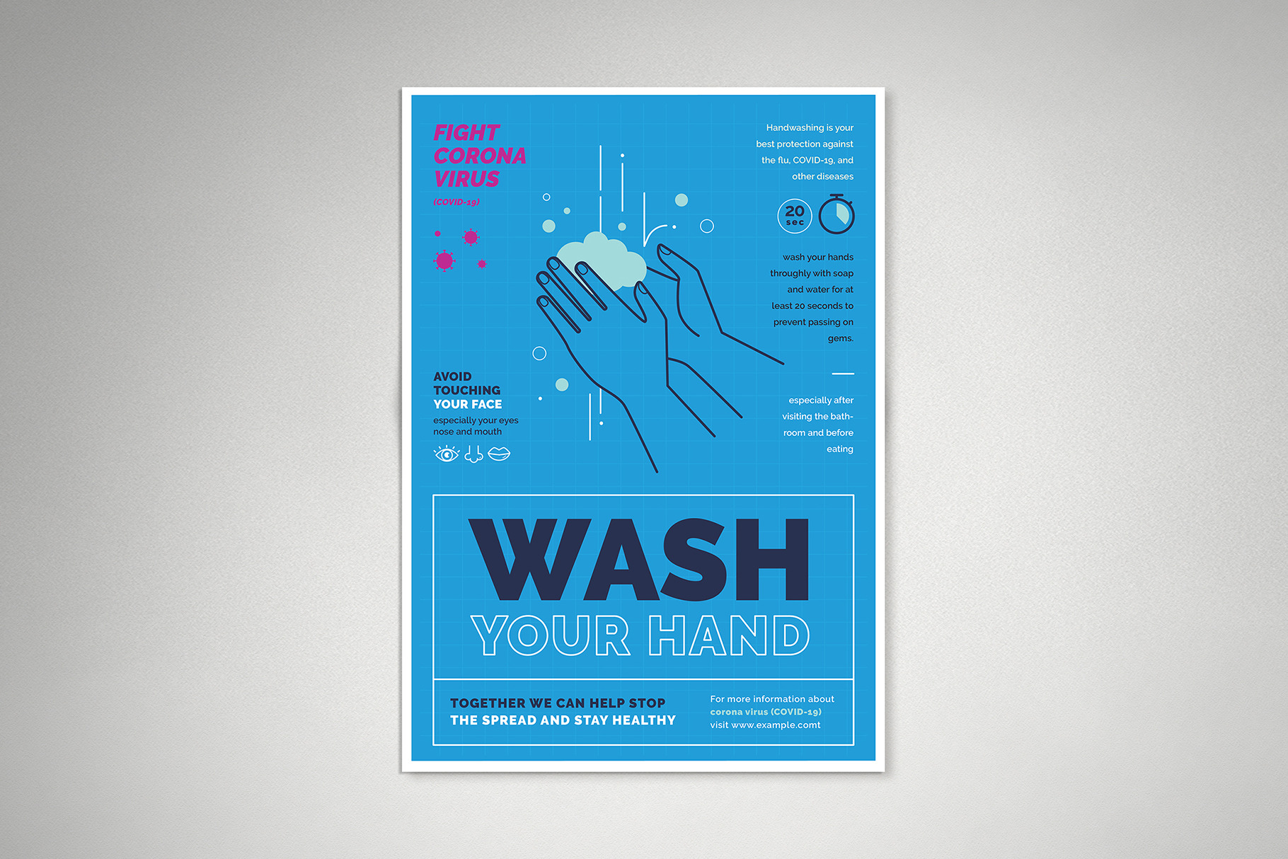 Wash your Hand Poster Campaign, a Flyer Template by VectorVactory