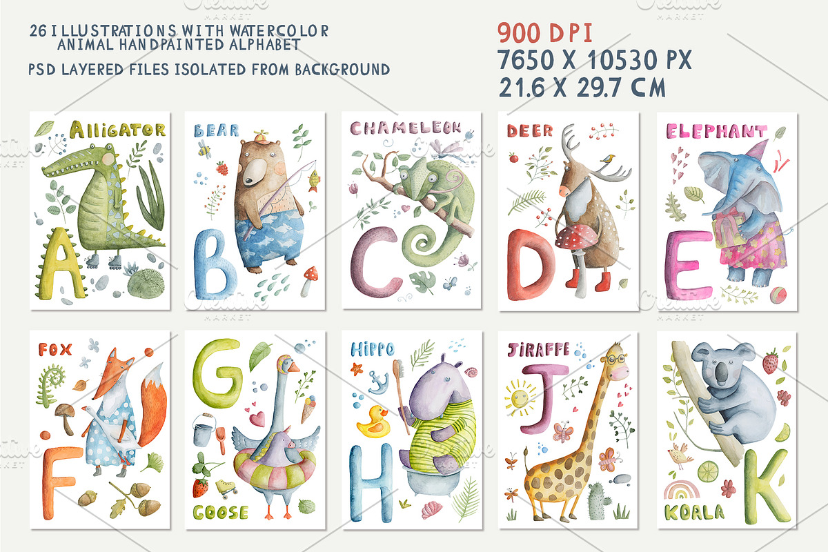 Watercolor Alphabet poster