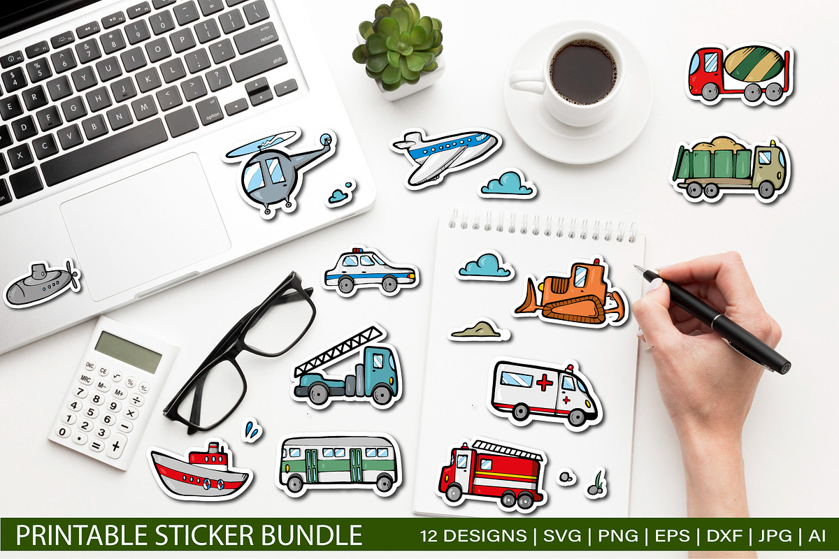 Transport Stickers Bundle for Cricut, a Transportation Illustration by ...