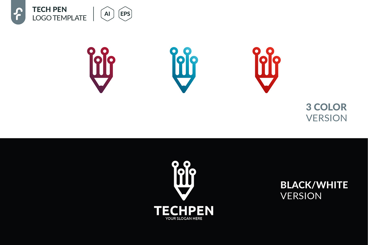 Tech Pen Logo, a Branding & Logo Template by ft.studio