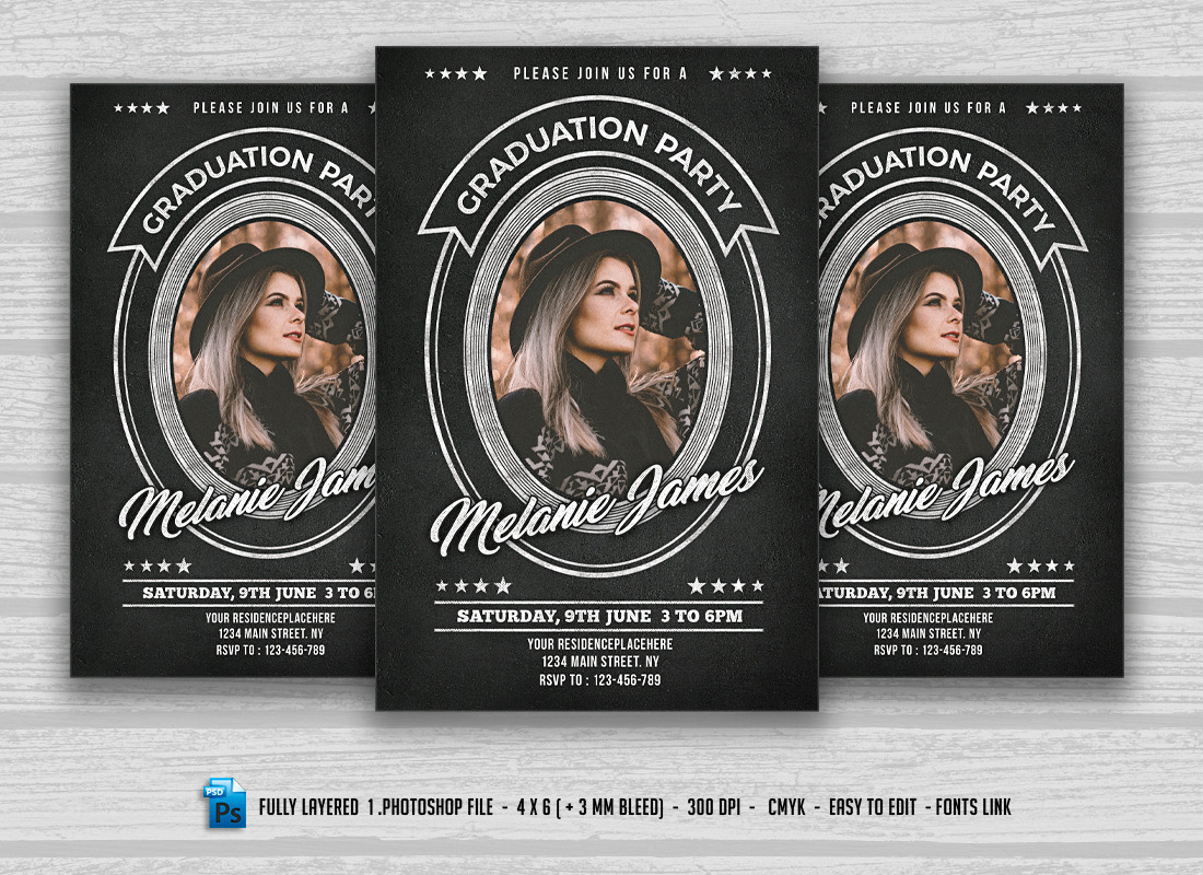 Graduation Party Invitation, a Card Template by DesignWorkz