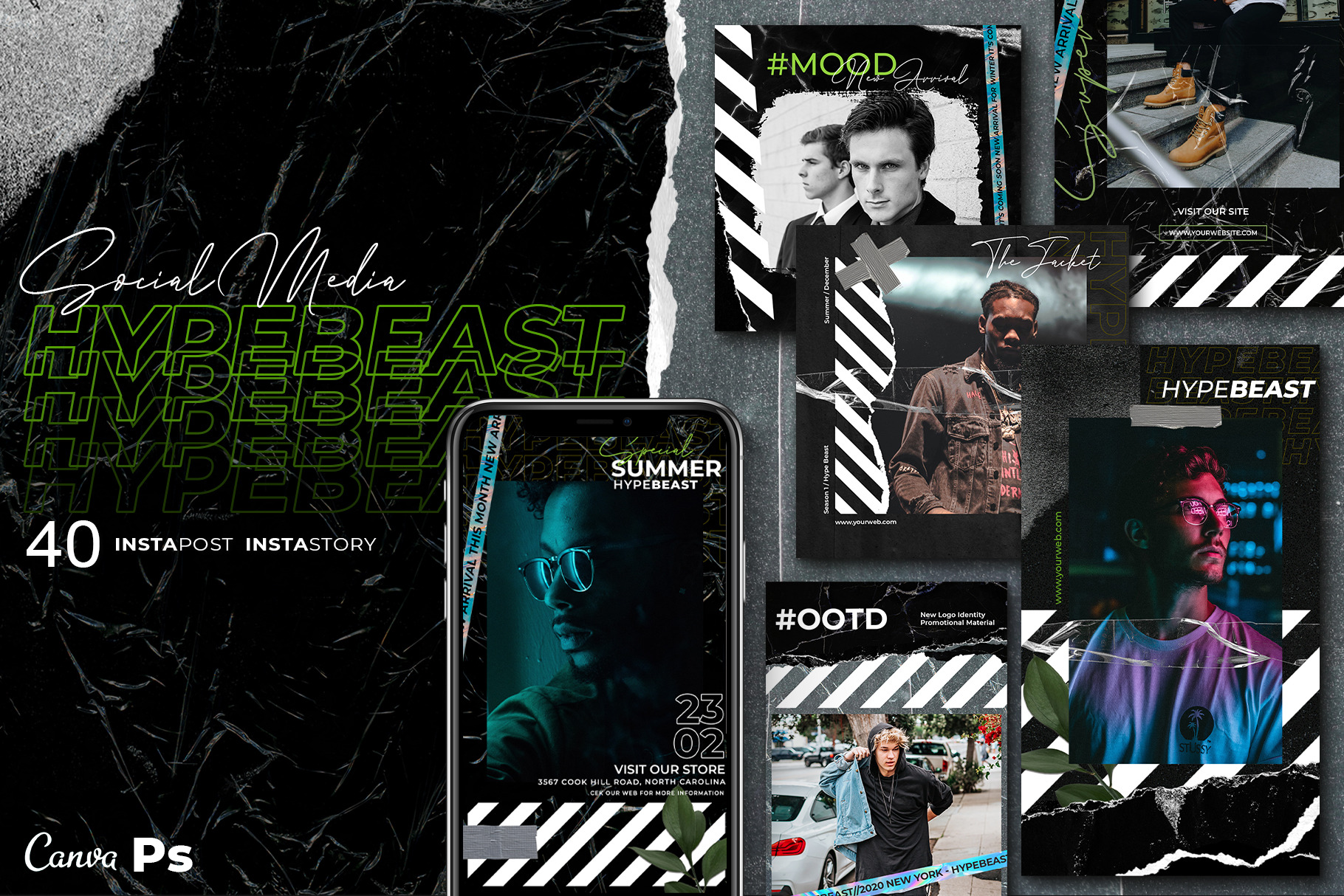 Hypebeast Post and Stories, a Social Media Template by Analogi Studio