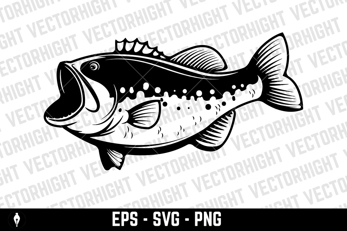 Sea bass fish silhouettes svg, an Animal Illustration by Vectorhight ...