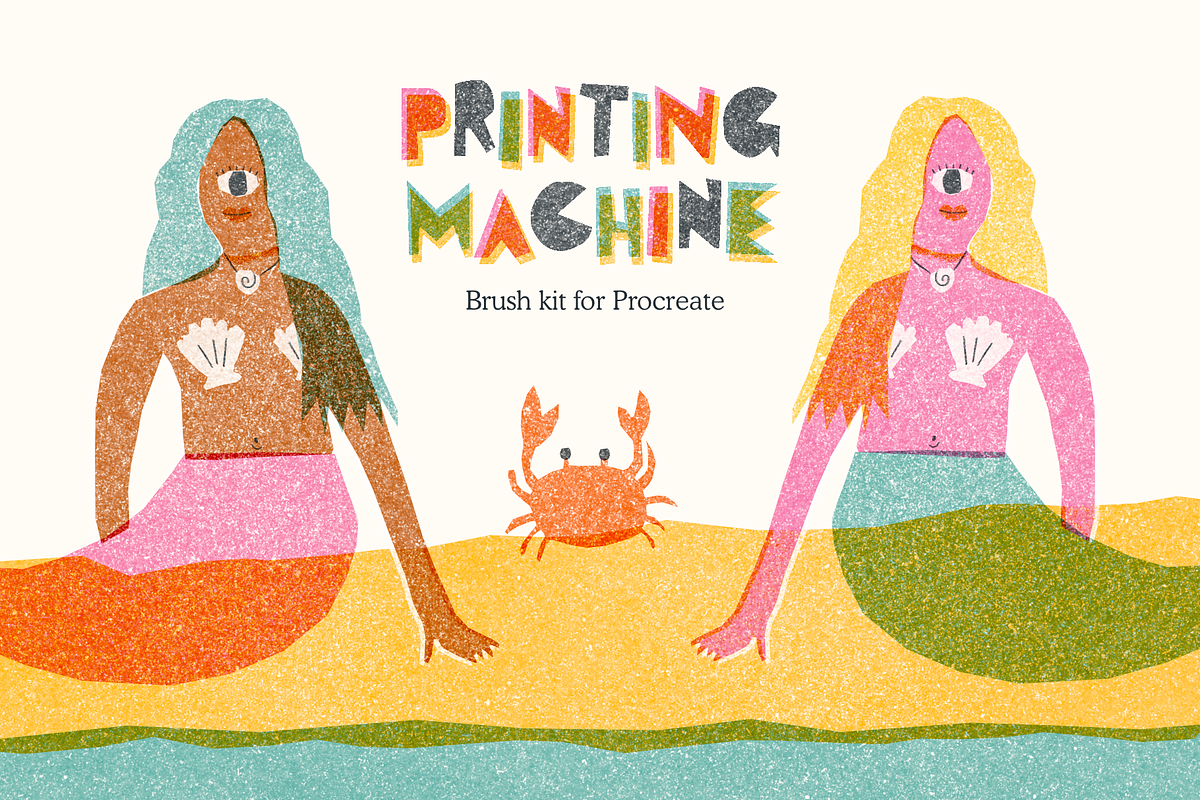 Printing Machine for Procreate, a Brush Add-On by Wink Brushes