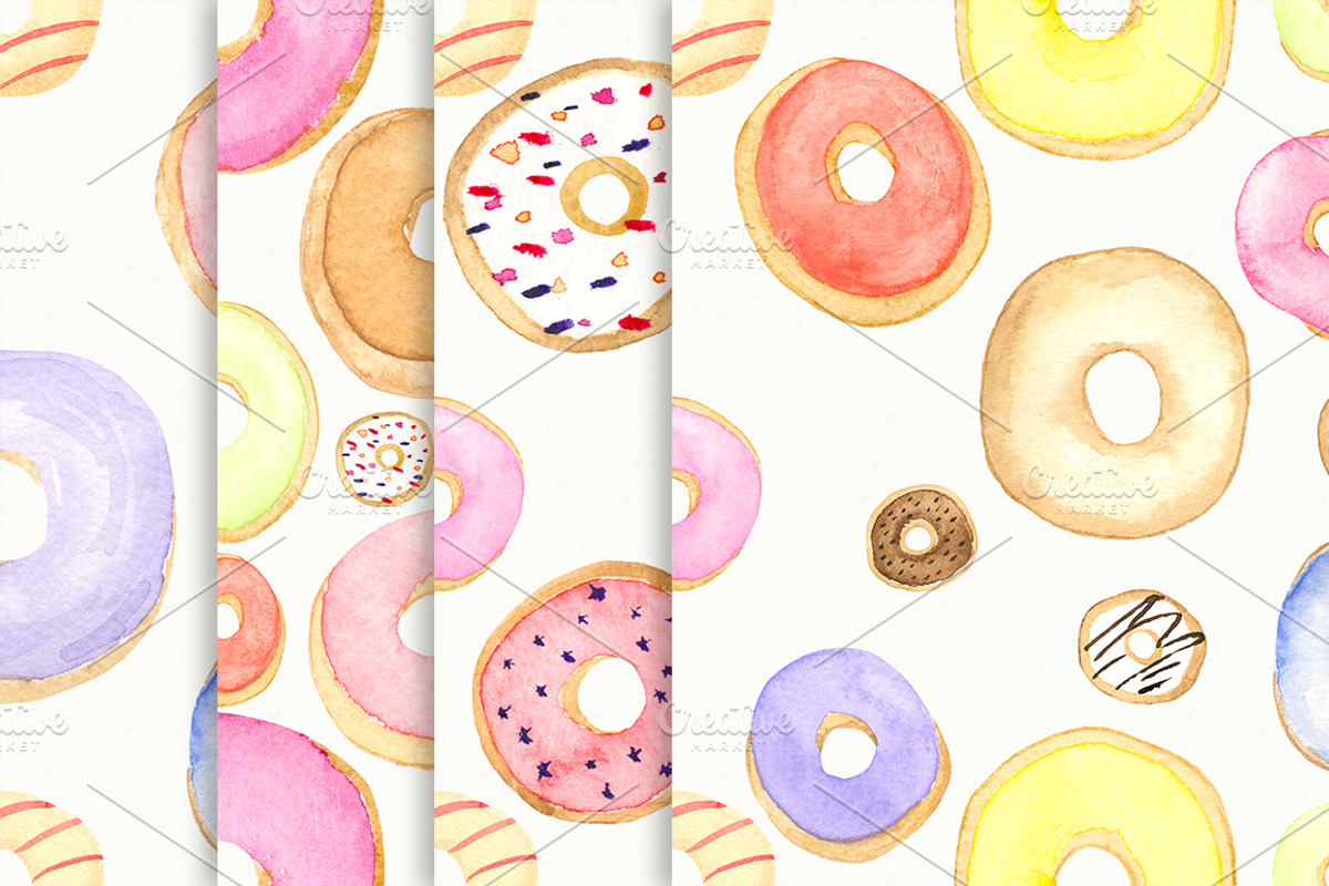 WATERCOLOR DONUTS, a Food Illustration by BilberryCreates