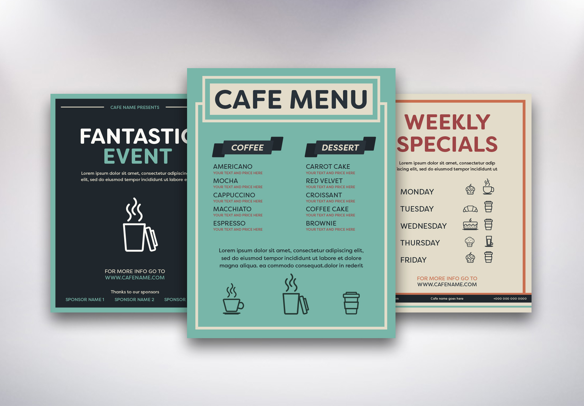 Cafe Posters, a Card Template by wavebreak | Creative Market
