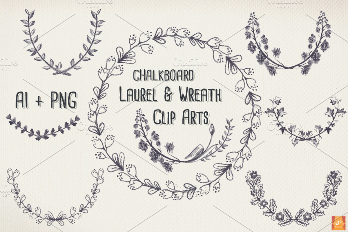Chalkboard Laurel Wreath Vector &PNG, a Texture Illustration by ...