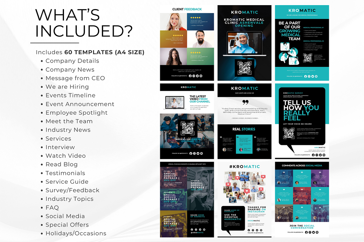 Medical Clinic Newsletter Template for Canva