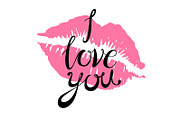 i Love you lettering kiss pink lips, a Background Graphic by Rommeo79