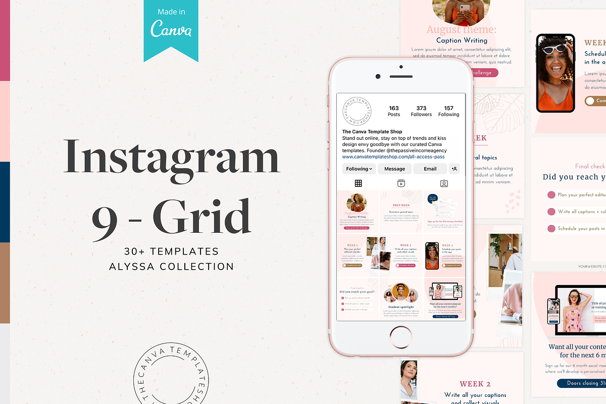Alyssa Instagram 9-Grid Canva Template | Creative Market