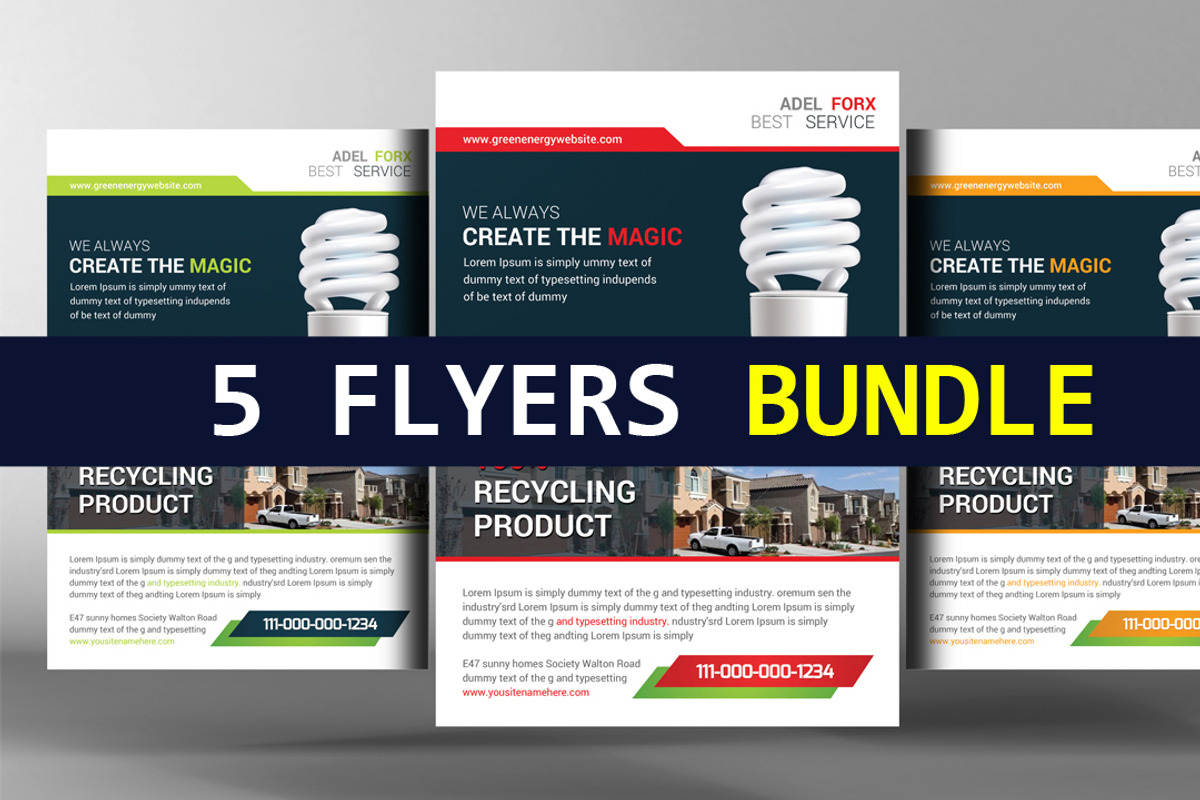 5 Green Energy Flyers Bundle, a Flyer Template by graphicforest