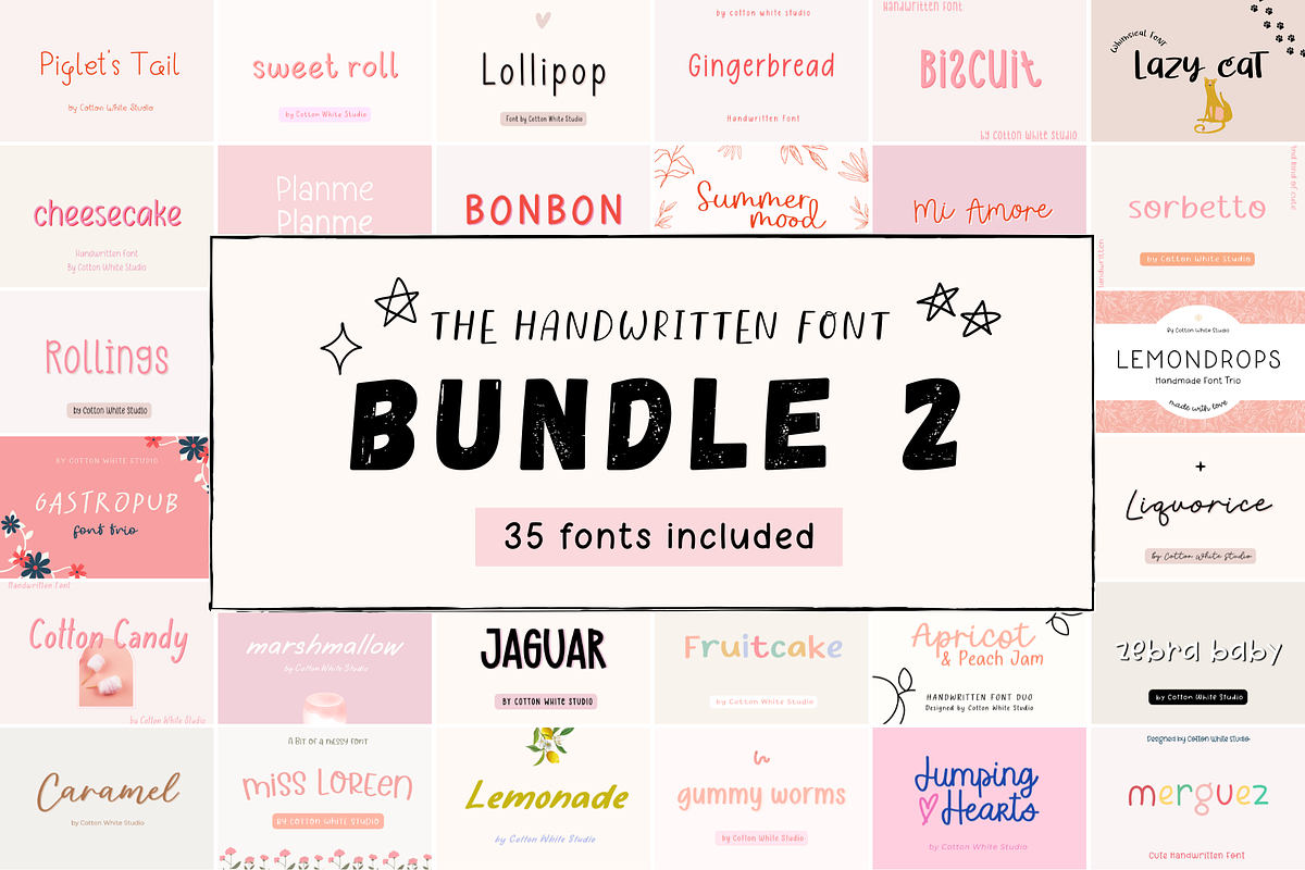 Handwriting Bundle 2, a Handwritten Font by Cotton White Studio