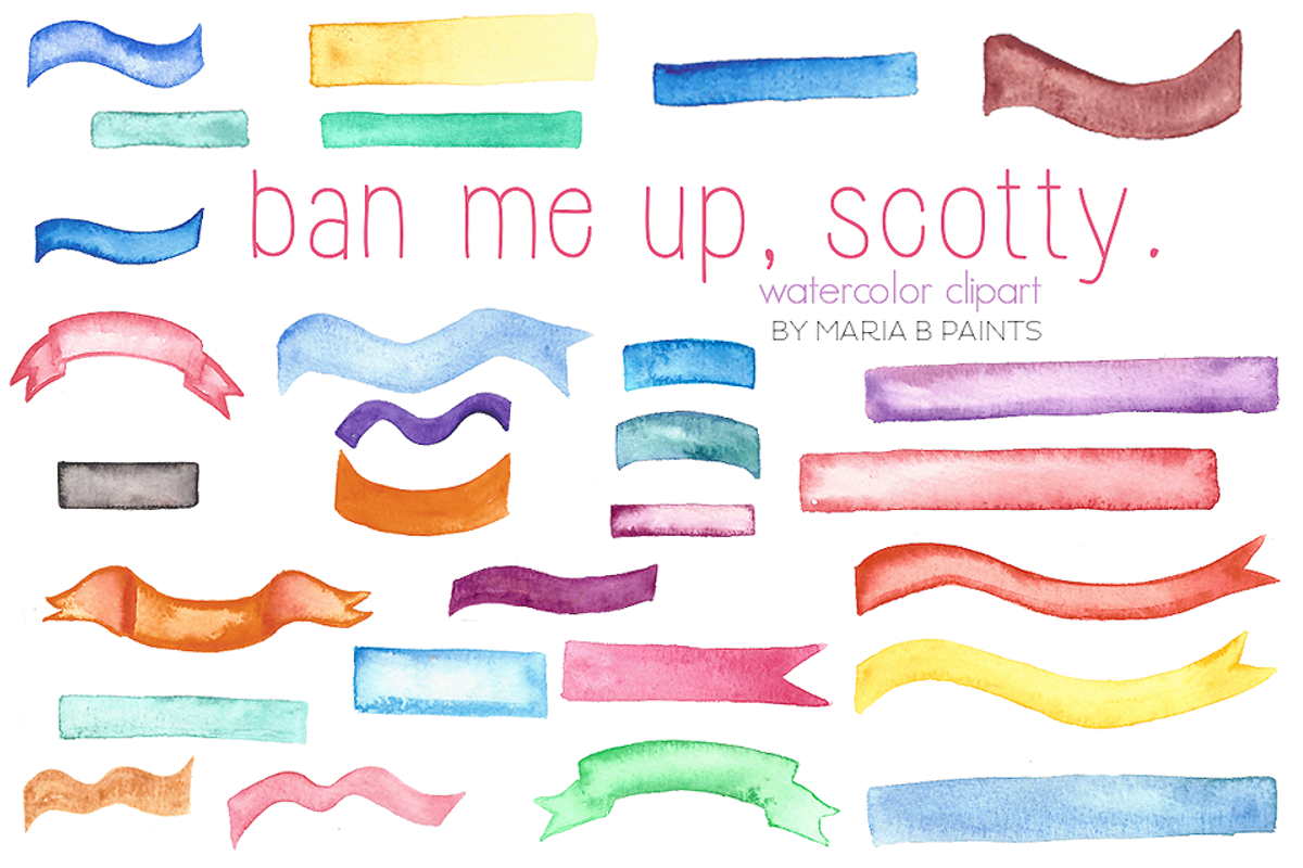 Watercolor Clip Art - Banners, an Illustration by Maria B. Paints