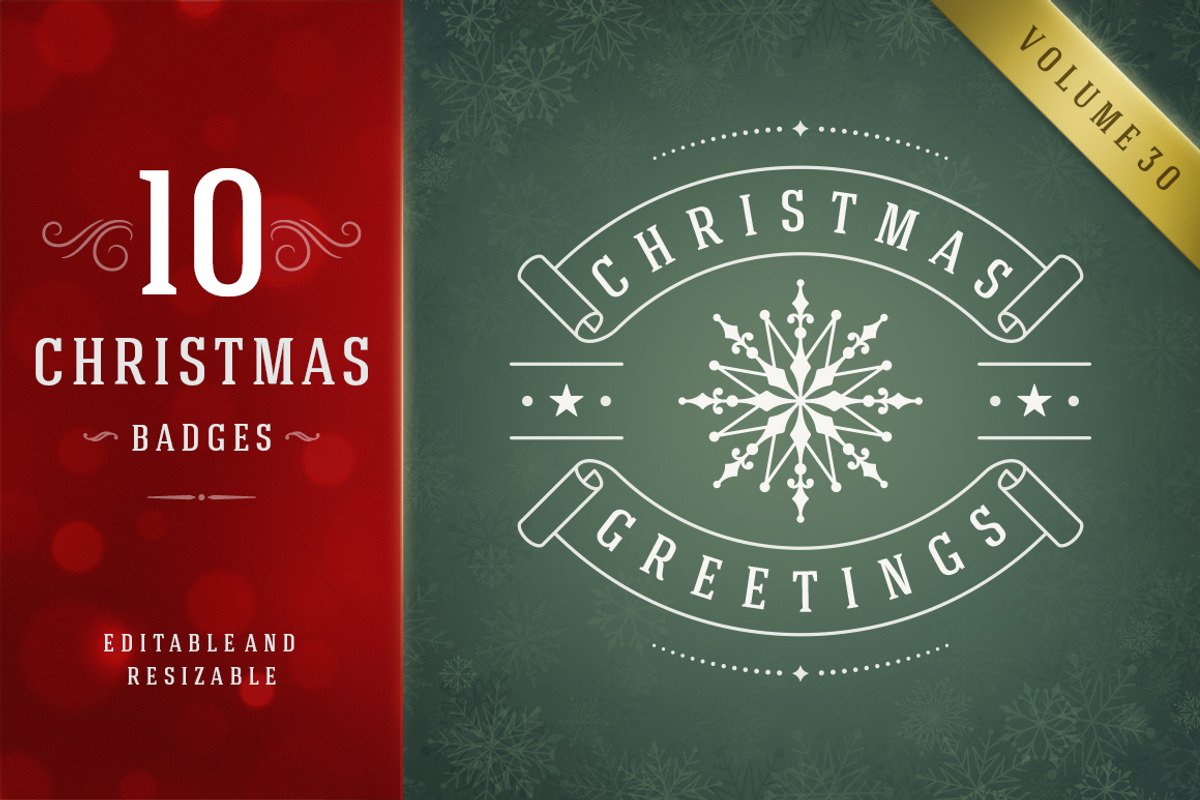 10 Christmas Logos and Badges, a Branding & Logo Template by Vasya Kobelev