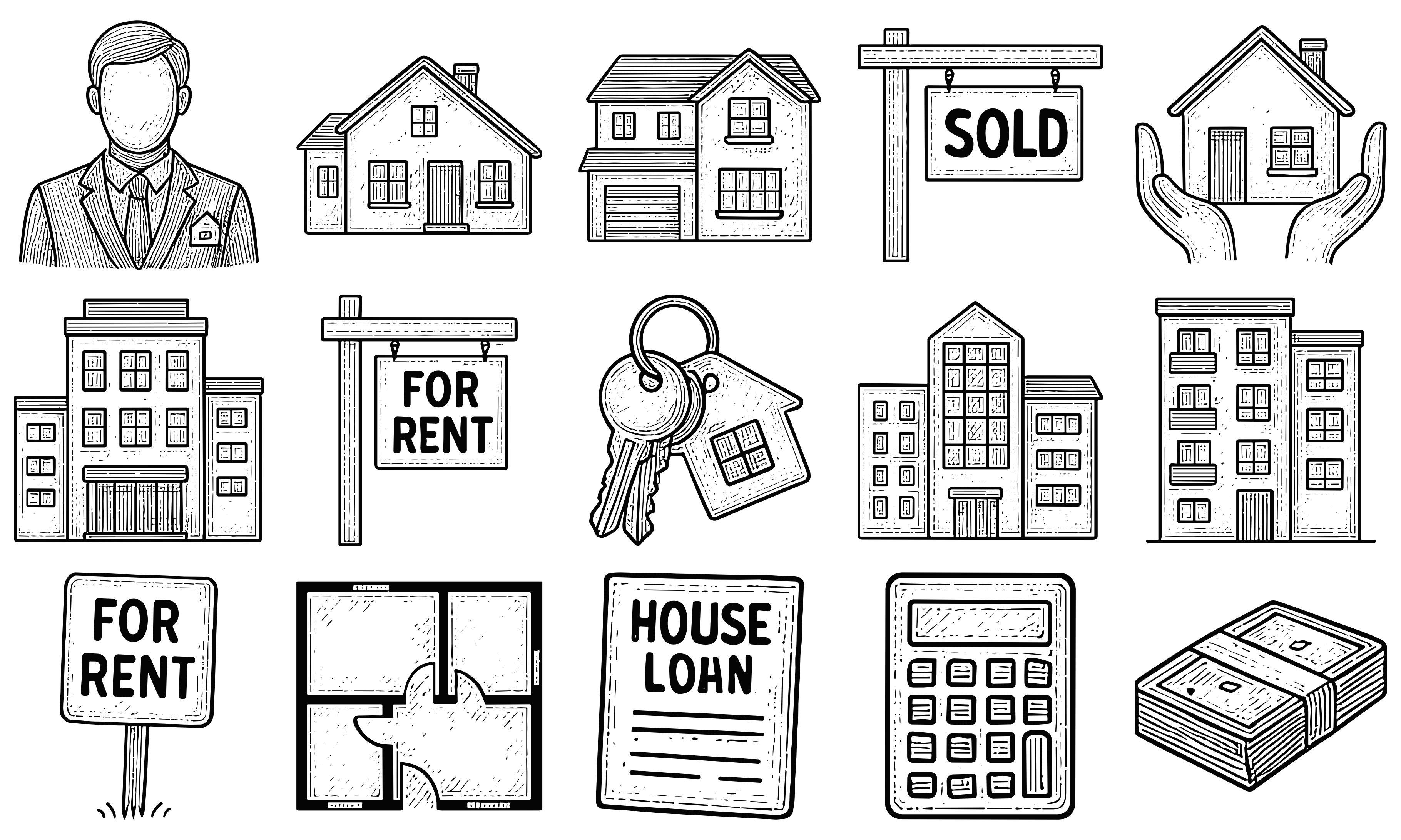 Real Estate Icons, an Object Graphic by nikagraphic