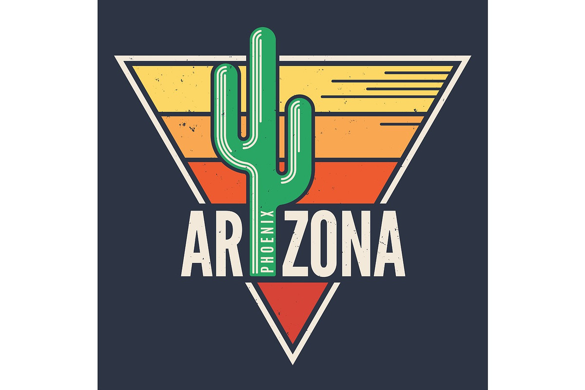 Arizona t-shirt design, print, typography, label with styled sag, a ...