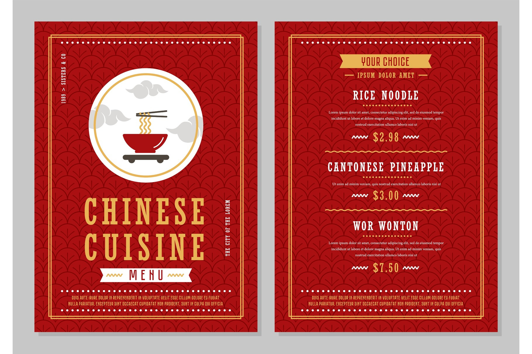 Chinese menu design template vectror, a Food Illustration by ...