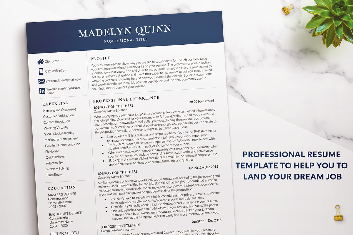 Modern CV Template for Word | Creative Market