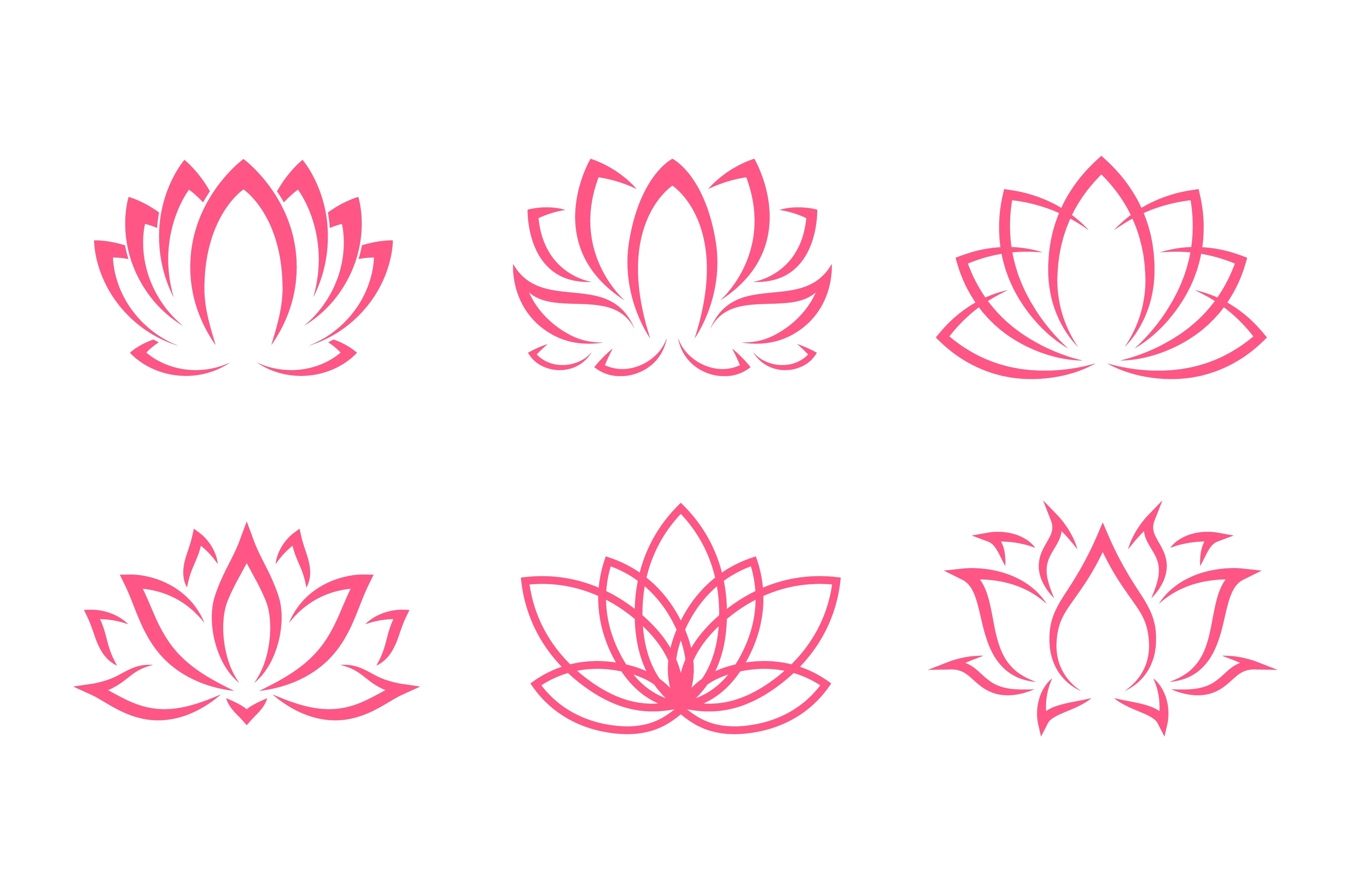 Pink lotus icons, flowers, blossoms, a Decorative Illustration by ...