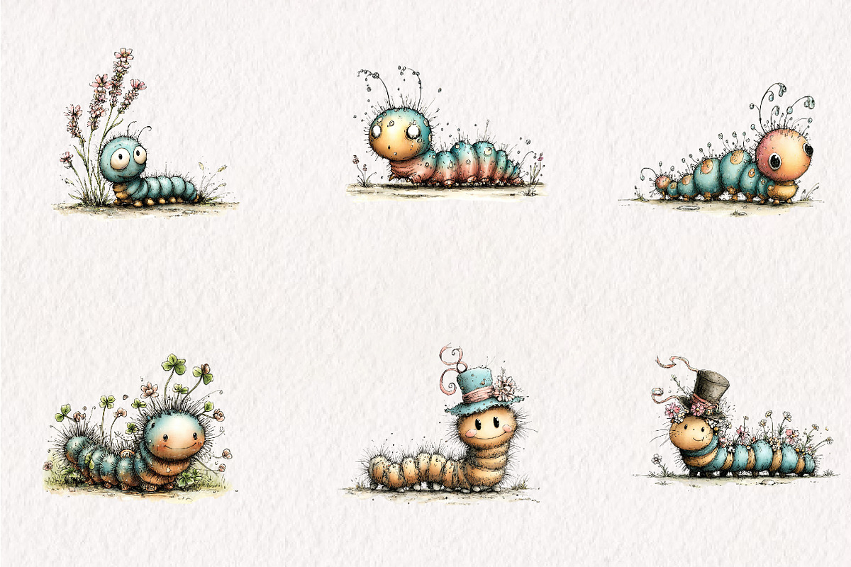 Summer Caterpillar Clipart PNG, an Illustration by CreationArt