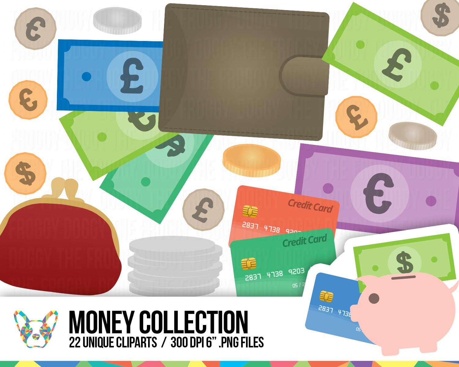 Money Clipart Collection, a Finance Illustration by TheFroggyDoggy