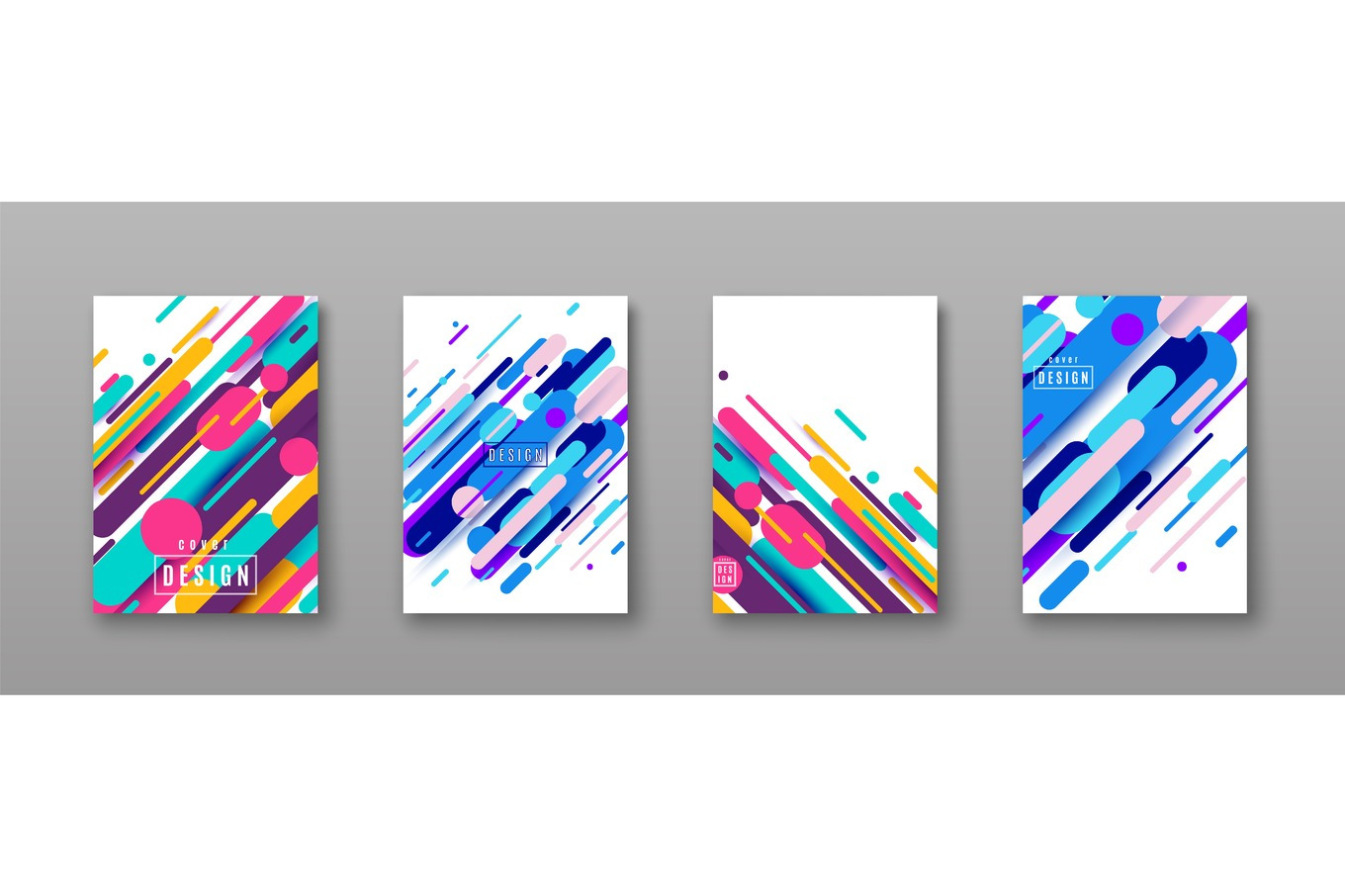 Vector illustration of cover poster pattern template set with dynamic ...