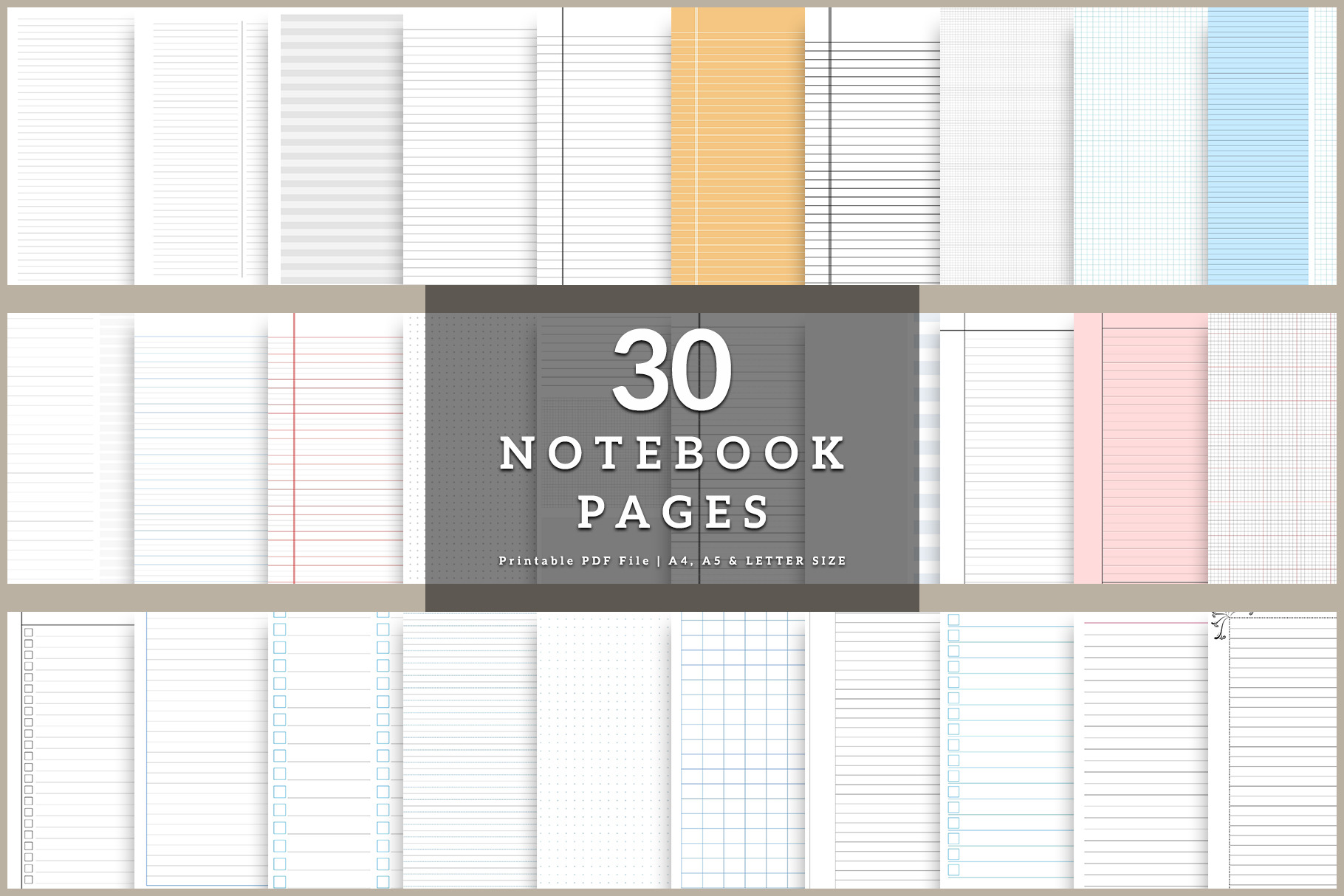Notebook Paper Journal Pages
