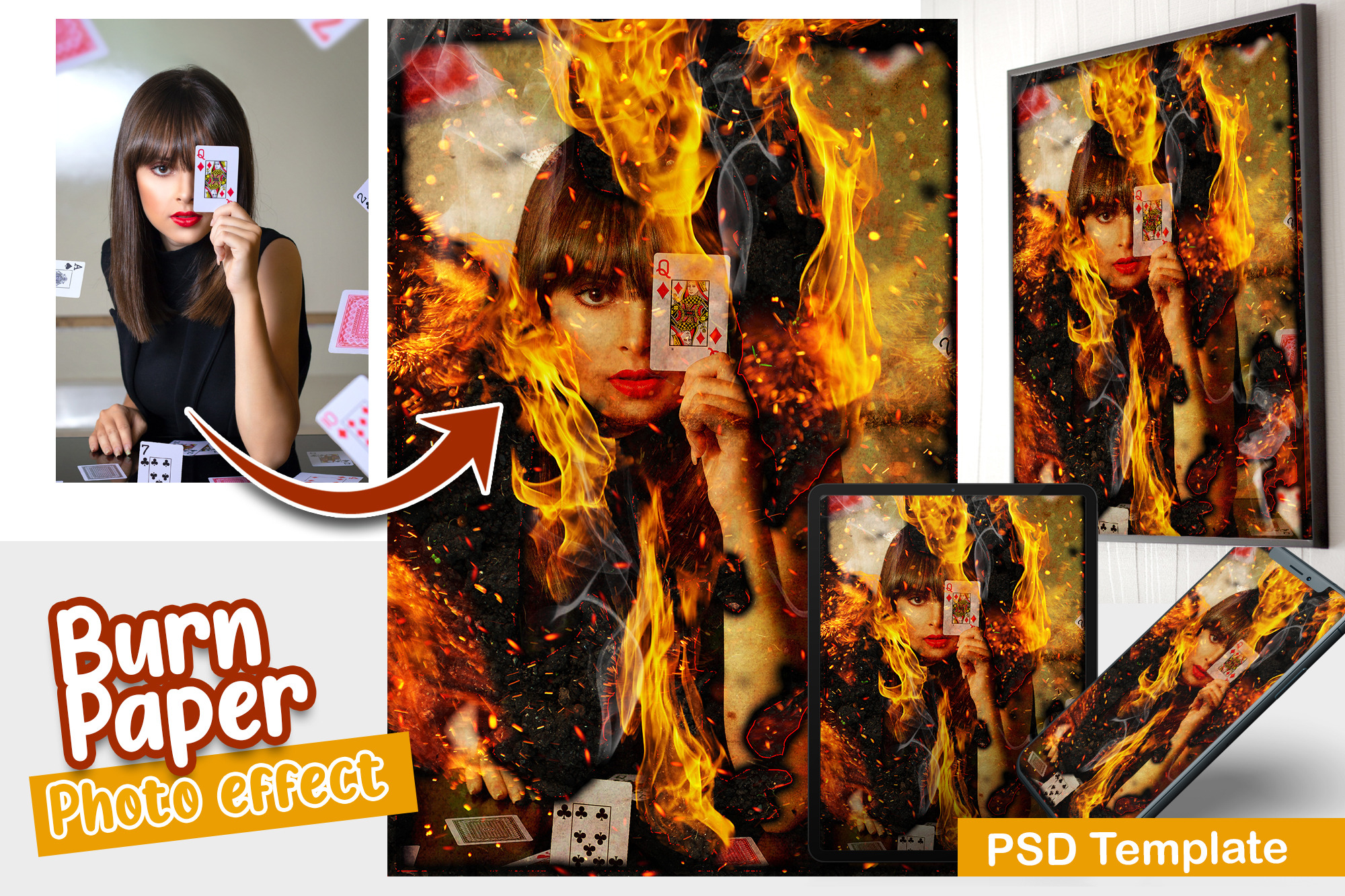 Burn Paper Photo Template, an Action Add-On by DreamColor