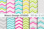 Colorful Chevron Digital Papers, a Texture Graphic by Graphics by Nina