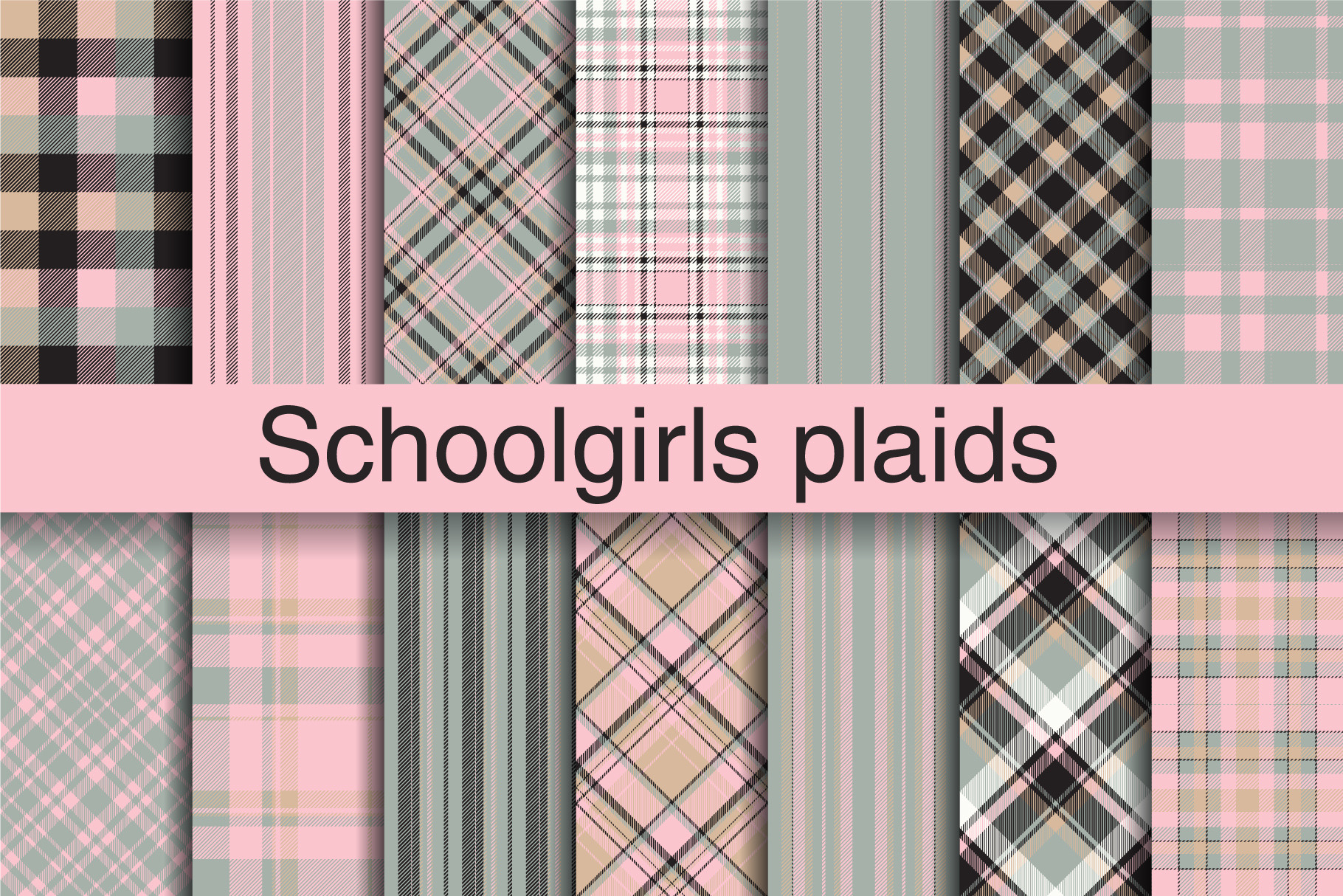 #13 School Girls Plaid Patterns, a Pattern Graphic by Plaid4You