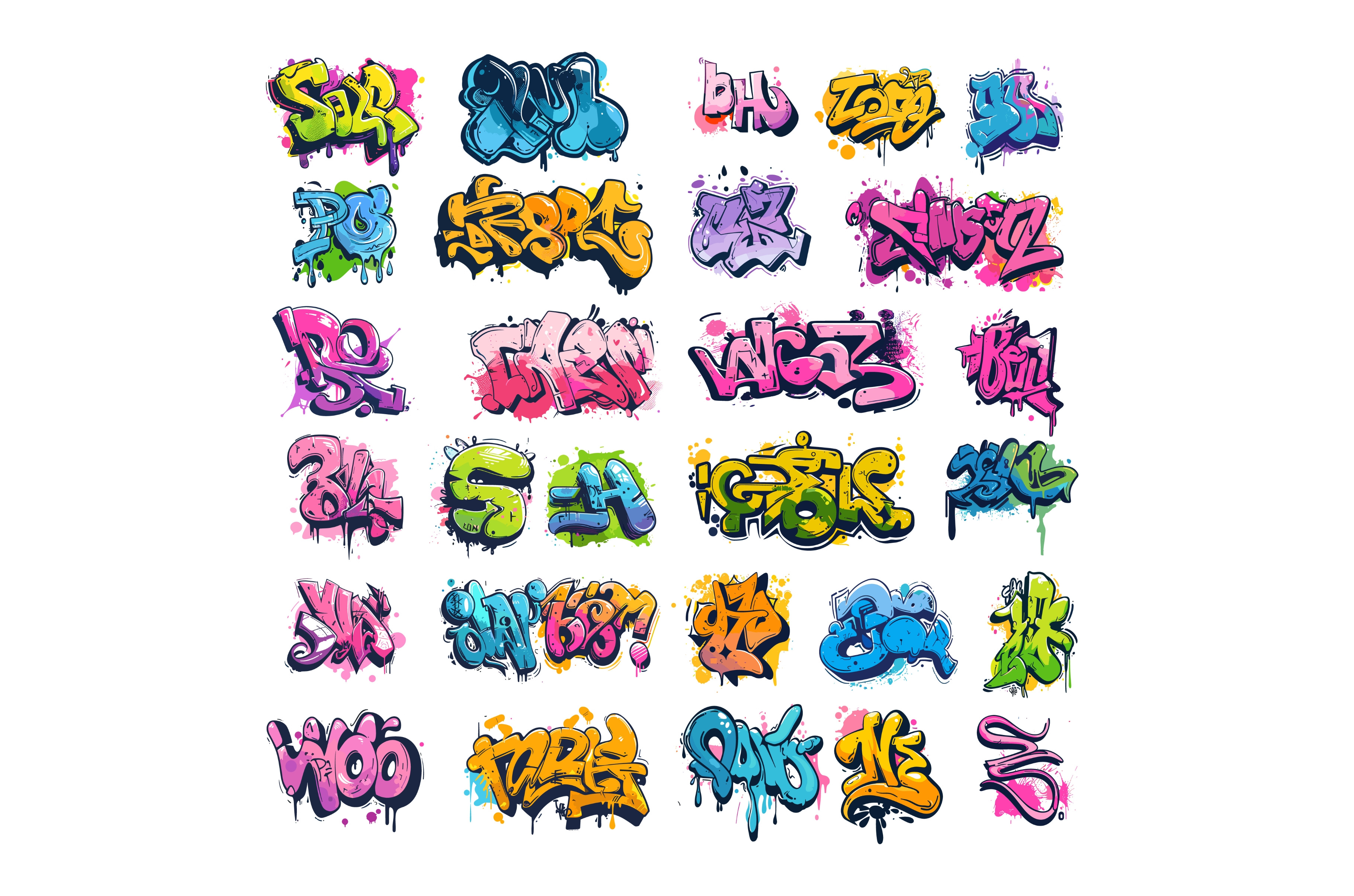 Street graffiti cartoon vector set, an Illustration by Onyx