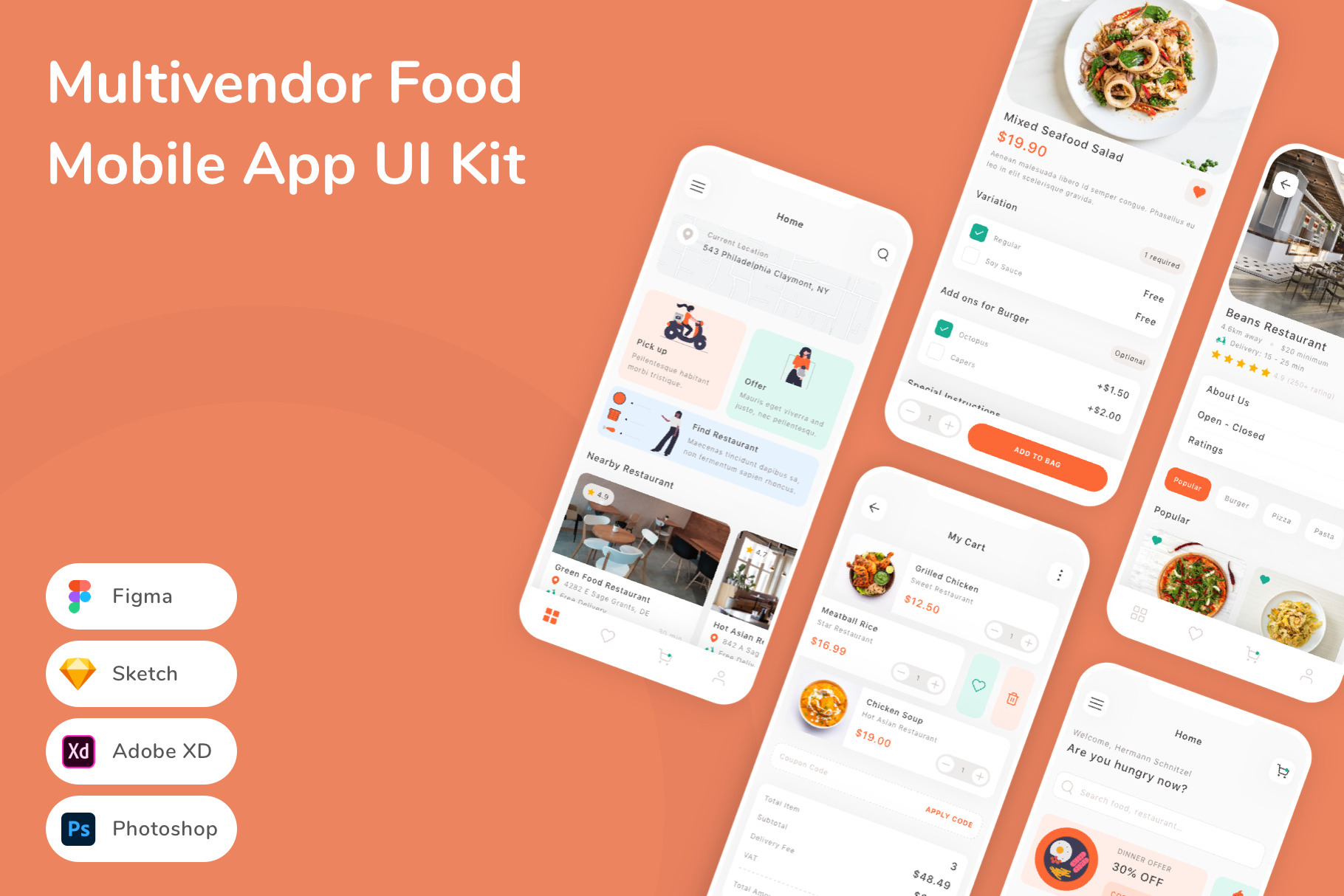 Multivendor Food Mobile App UI Kit, an UI Kit Template by Betush