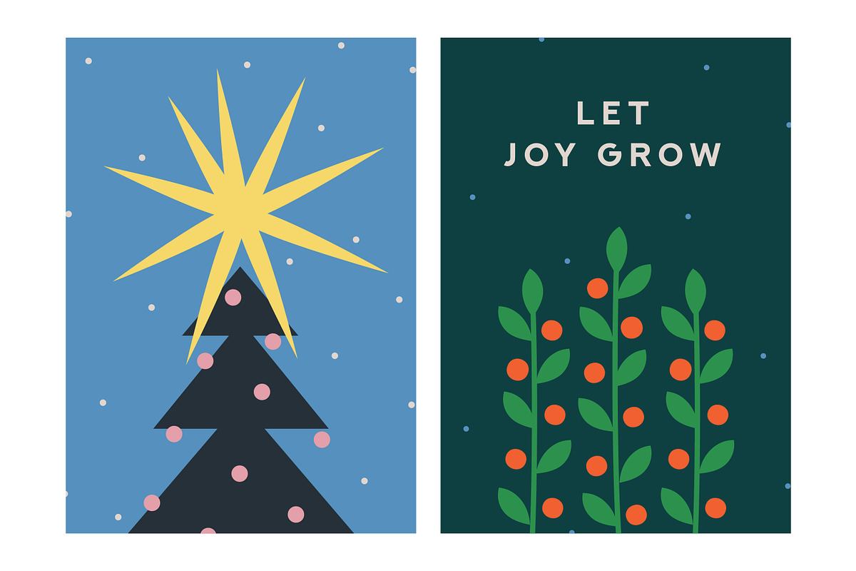 Modern Christmas cards, posters set, a Seasonal Illustration by Good Studio