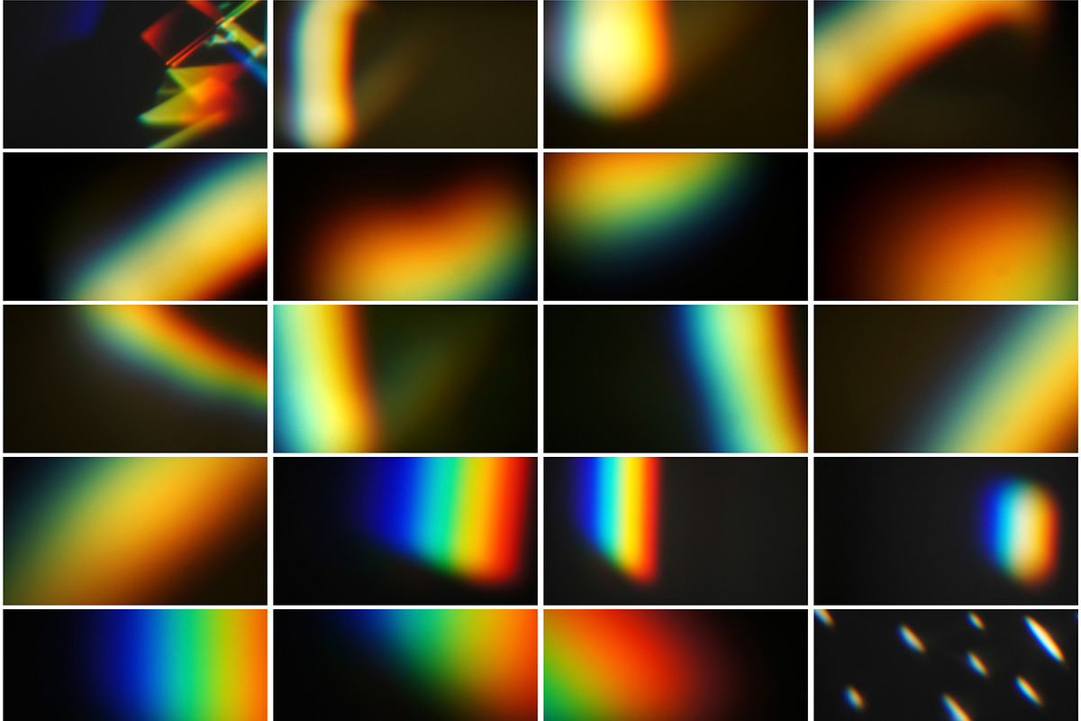 Prism Rainbow Light Leaks Overlays, a Brushes & More by PhotoSpirit